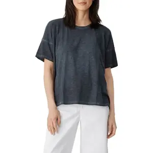 Eileen Fisher Organic Cotton Boxy Crewneck T-shirt - Nocturne