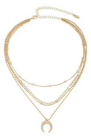 Ettika Crescent Pendant Layered Necklace - Gold
