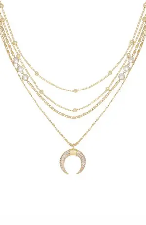 Ettika Crescent Pendant Layered Necklace