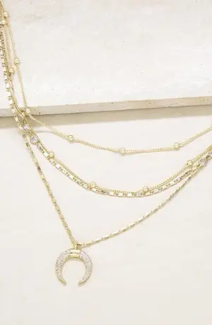 Ettika Crescent Pendant Layered Necklace