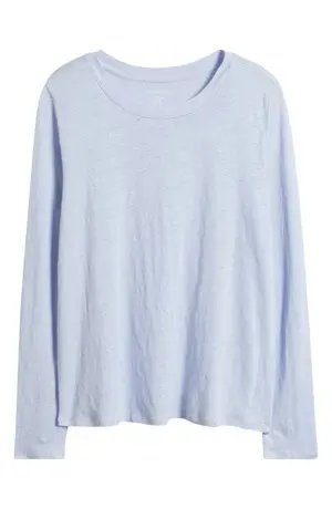 Eileen Fisher Organic Linen Long Sleeve T-shirt - Airy Blue