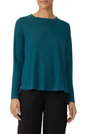 Eileen Fisher Eileen Fisher Organic Linen Long Sleeve T-Shirt Pacific