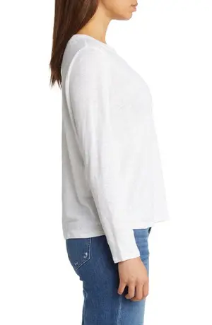 Eileen Fisher Organic Linen Long Sleeve T-shirt - White