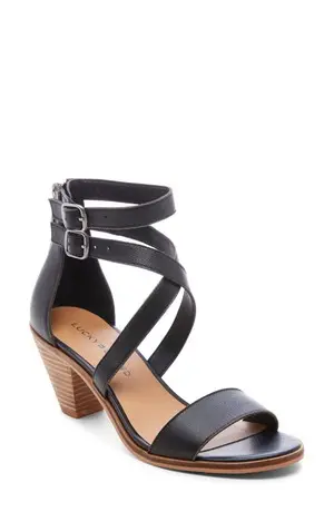 Lucky Brand Ressia Double Ankle Strap Sandal Black Leather