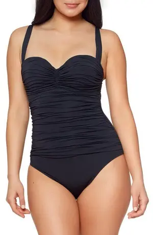 BLEU BY ROD BEATTIE Kore Shirred Underwire One-piece Swimsuit - Black