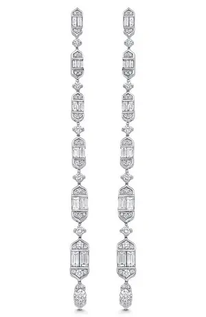 Sara Weinstock Taj Baguette Diamond Drop Earrings - 18k White Gold