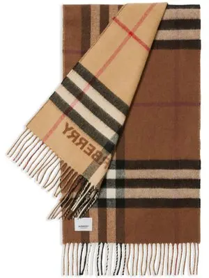 Burberry Two-tone Checked Cashmere Scarf - Brown