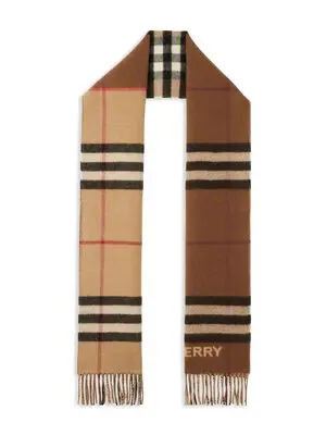 Burberry Two-tone Checked Cashmere Scarf - Brown