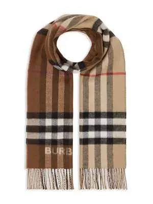 Burberry Two-tone Checked Cashmere Scarf - Brown