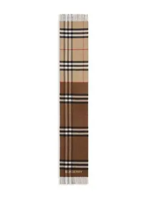 Burberry Two-tone Checked Cashmere Scarf - Brown