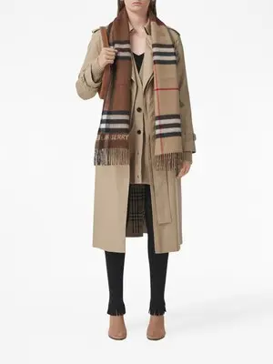 Burberry Two-tone Checked Cashmere Scarf - Brown