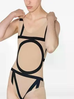 TOTEME Monogram Print One-piece Swimsuit - Neutrals