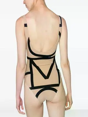TOTEME Monogram Print One-piece Swimsuit - Neutrals