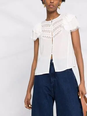 Pinko Frentones Lace Ruffled Blouse