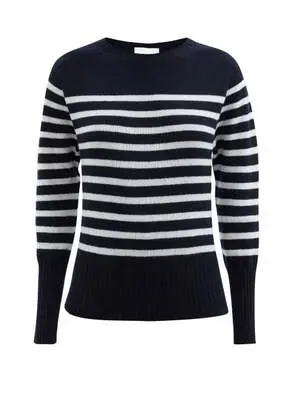 Erdem Erdem - Lotus Striped Cashmere Sweater - Womens - Navy White - Navy White