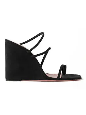 Amina Muaddi Naima Suede Wedge Sandals
