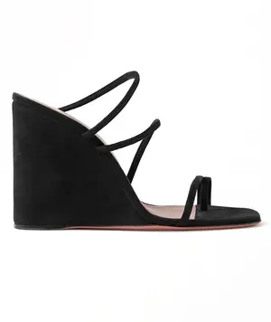 Amina Muaddi Naima Suede Wedge Sandals