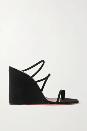 Amina Muaddi Naima Suede Wedge Sandals