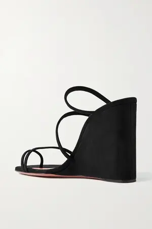 Amina Muaddi Naima Suede Wedge Sandals