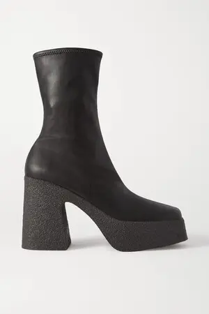 Stella McCartney Vegetarian Leather Platform Ankle Boots - Black