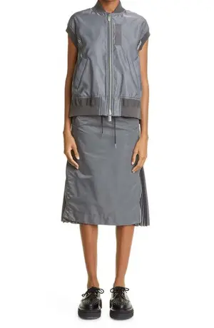Sacai Twill Knit Nylon Vest - Charcoal Grey