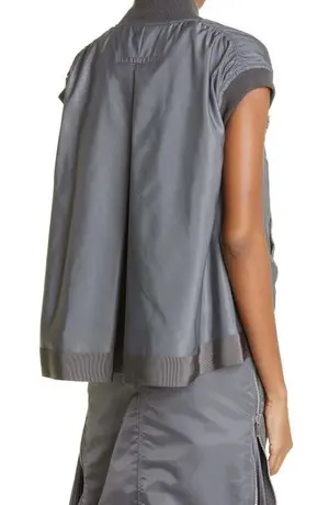 Sacai Twill Knit Nylon Vest - Charcoal Grey