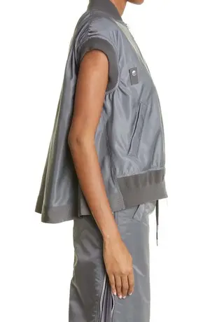 Sacai Twill Knit Nylon Vest - Charcoal Grey