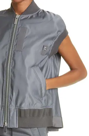 Sacai Twill Knit Nylon Vest - Charcoal Grey