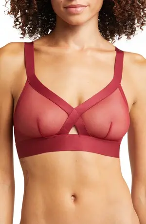 Dkny Sheers Wireless Bralette Rumba Red