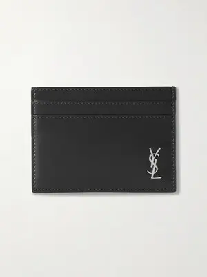 Saint Laurent Logo-appliquéd Leather Cardholder - Black