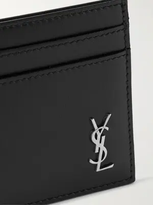 Saint Laurent Logo-appliquéd Leather Cardholder - Black