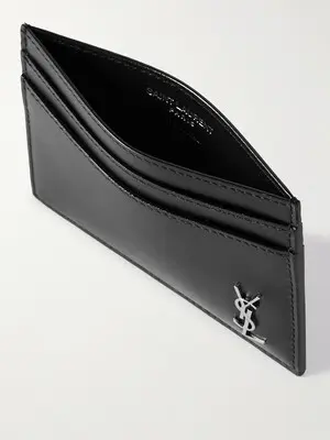 Saint Laurent Logo-appliquéd Leather Cardholder - Black