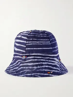 POST-IMPERIAL Beaded Striped Cotton Bucket Hat