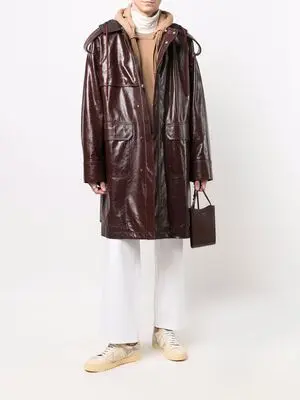 AMBUSH Zipped-up Leather Overcoat