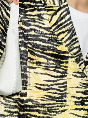 GANNI Tiger Print Notch Collar Shirt
