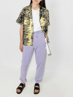 GANNI Tiger Print Notch Collar Shirt
