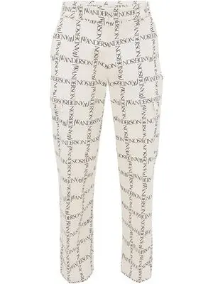JW Anderson Logo-print Straight-leg Trousers - White