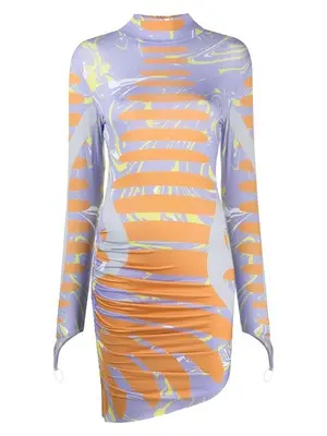MAISIE WILEN Abstract-print Asymmetric Dress