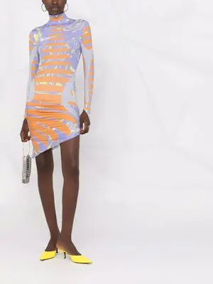 MAISIE WILEN Abstract-print Asymmetric Dress