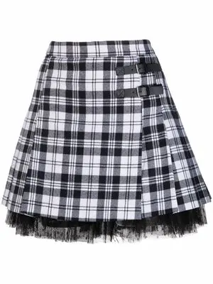 Red Valentino Tartan-print Pleated Kilt Mini Skirt - Black