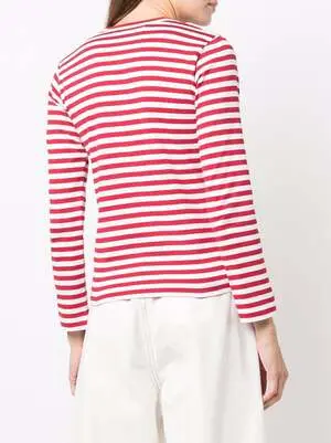 Play Comme Des Garcon Heart-motif Striped Top - Red