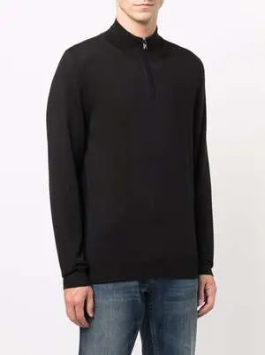 Fedeli Roll-neck Rib-trimmed Jumper - Black