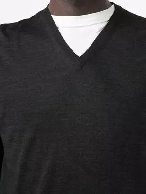 Fedeli V-neck Virgin Wool Jumper - Grey