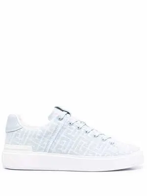Balmain B-court Monogram-pattern Sneakers Blue