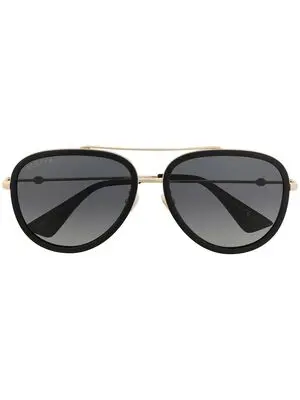 Gucci Gradient-lens Pilot-frame Sunglasses - Black