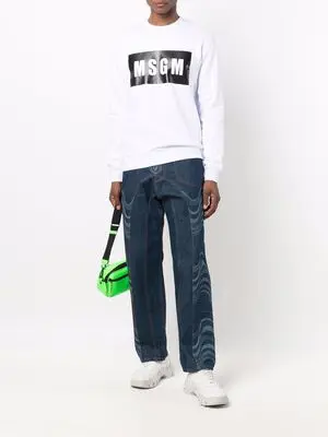 MSGM Logo-print Cotton Sweatshirt - White