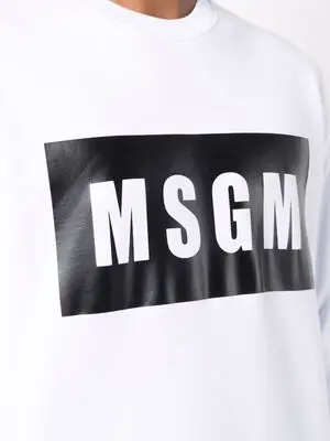 MSGM Logo-print Cotton Sweatshirt - White