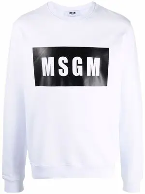 MSGM Logo-print Cotton Sweatshirt - White