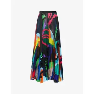 Sacai X Kaws Graphic-print Crepe Midi Skirt