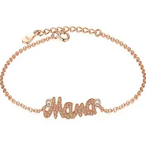 MELANIE MARIE Mama Pendant Bracelet - Rose Gold Plated